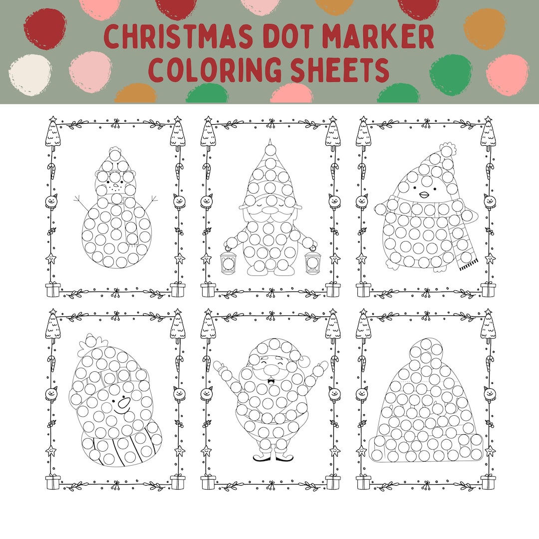 Christmas Dot Marker Coloring Sheets Set, 18 Winter Dot Marker Pages ...