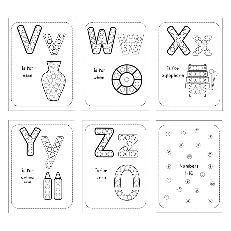 Dot Marker Coloring Sheets, Alphabet, Numbers, & Shapes Dot Marker ...