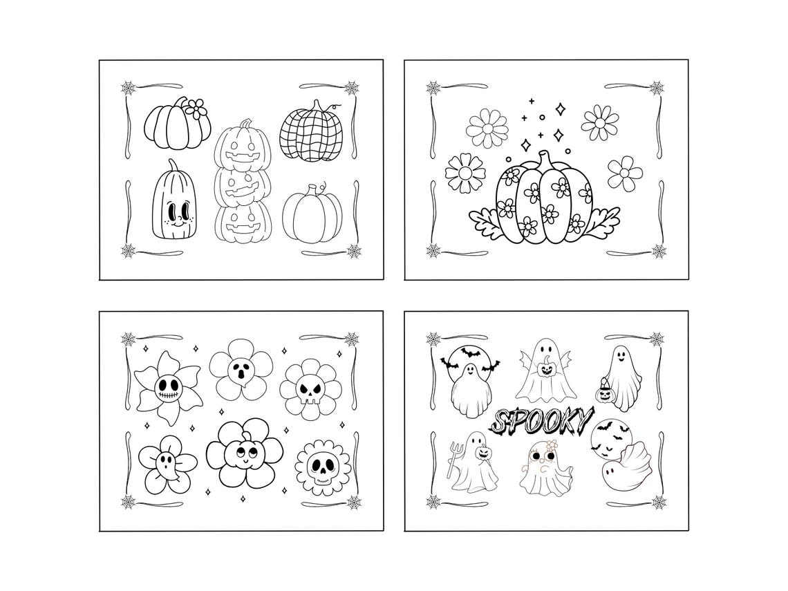 Retro Halloween Coloring Pages, 16 Cute Fall Coloring Pages With ...