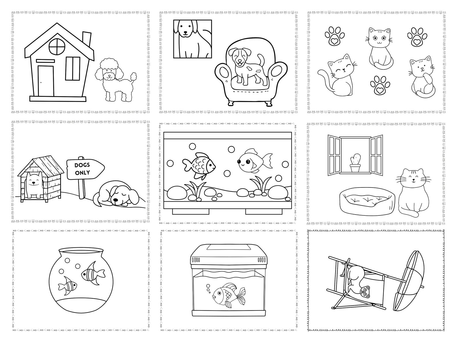 Cute Pets Coloring Pages, 18 Colouring Sheets, Printable Color Pages ...