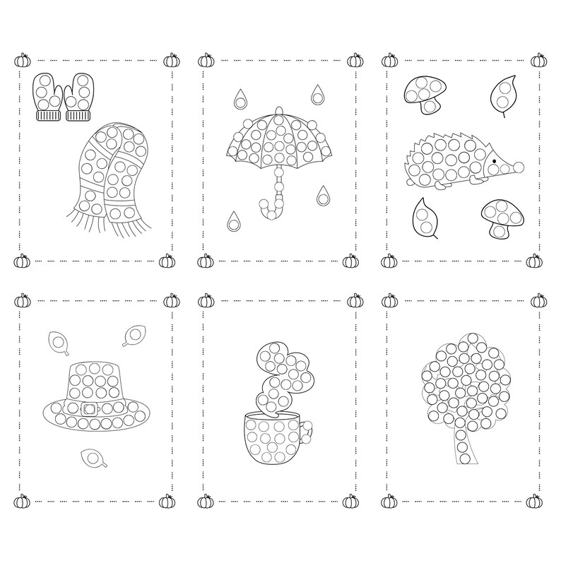 Fall Dot Marker Coloring Pages Set, Autumn Dot Marker Activity Sheets ...