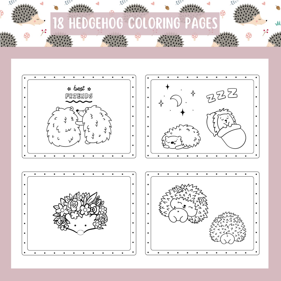 Hedgehog Coloring Pages for Boys and Girls, 18 Cute Colouring Sheets ...