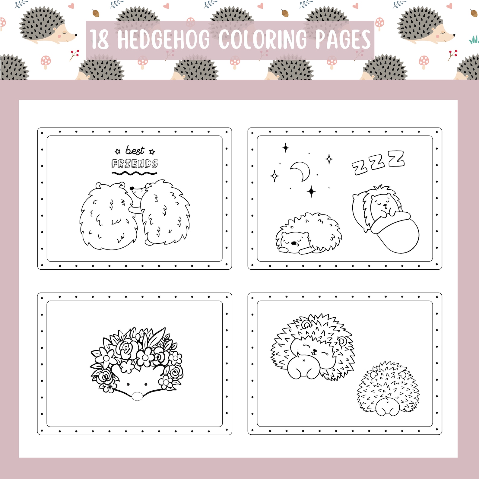 Hedgehog Coloring Pages for Boys and Girls, 18 Cute Colouring Sheets ...
