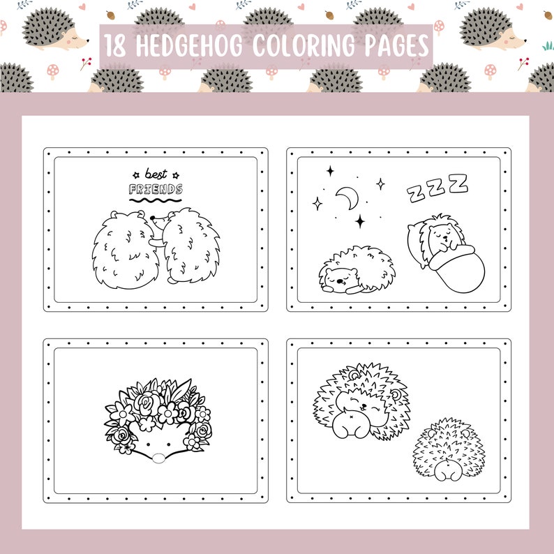 Hedgehog Coloring Pages for Boys and Girls, 18 Cute Colouring Sheets ...