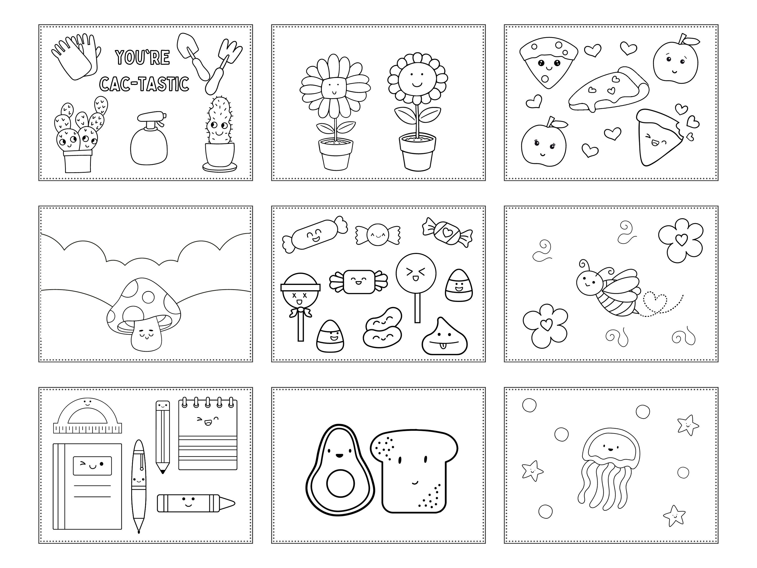 Kawaii Coloring Pages, 24 Cute Printable Sheets, Color Pages for Girls ...