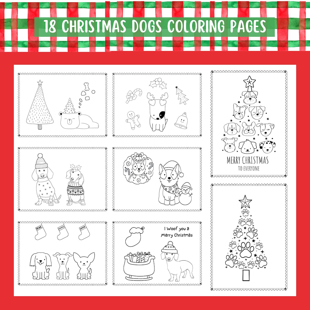 Christmas Dogs Coloring Pages, 18 Cute Printable Color Sheets, Color ...