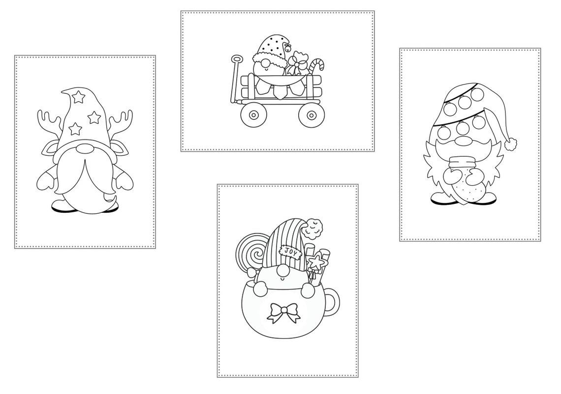 Christmas Gnomes Coloring Pages, 20 Printable Color Sheets, Cute ...