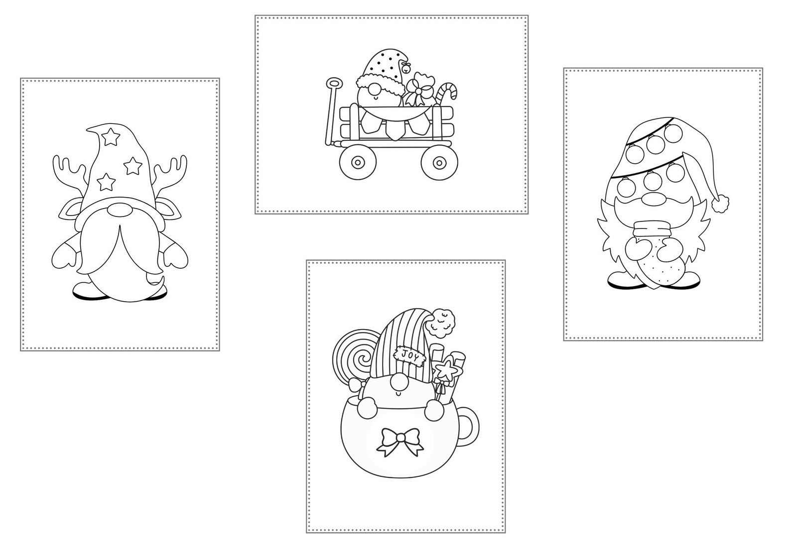 Christmas Gnomes Coloring Pages, 20 Printable Color Sheets, Cute ...