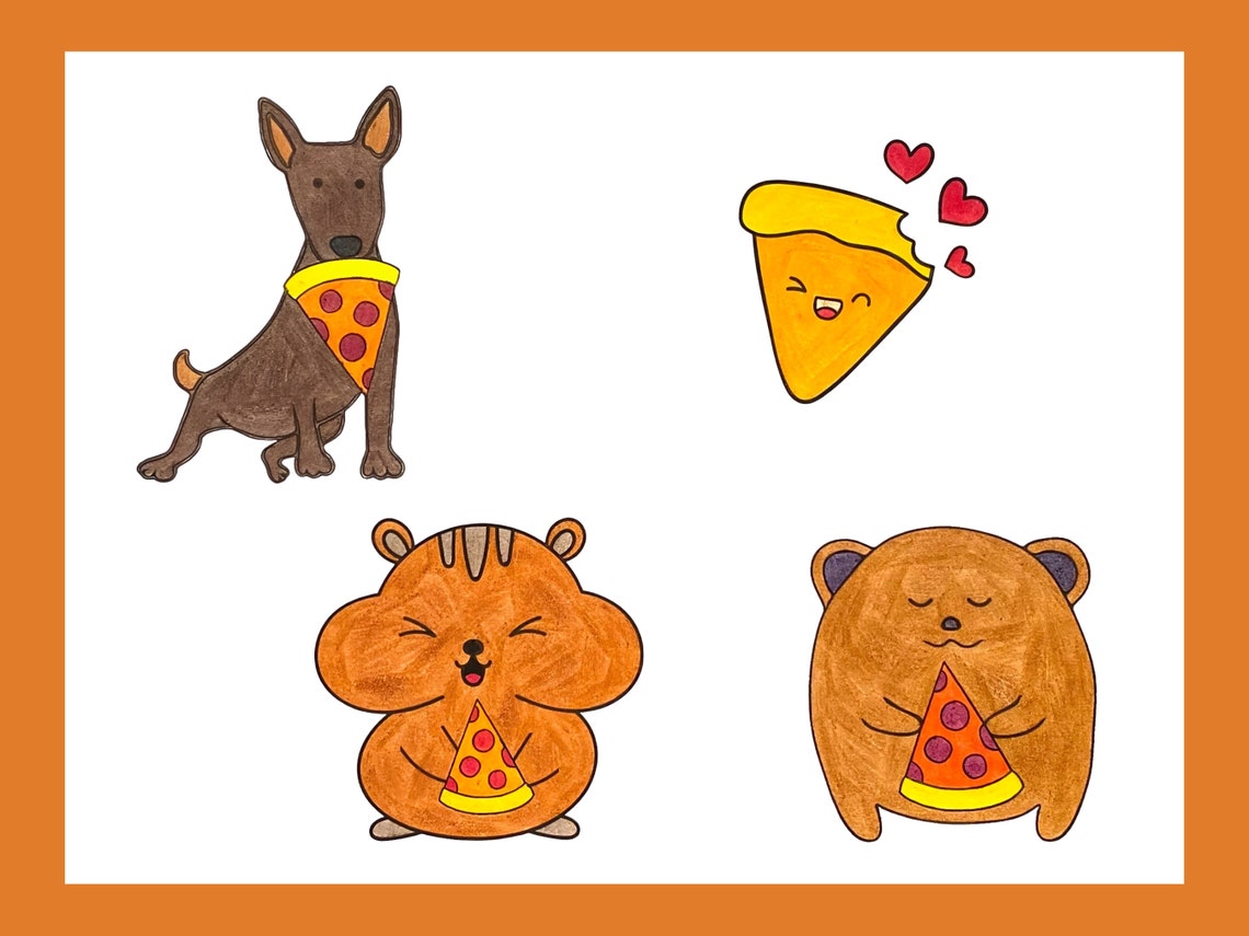 Pizza Coloring Pages for Girls and Boys, 12 Cute Food Colouring Sheets ...