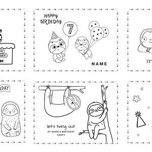 Personalized Sloth Coloring Pages for Sloth-themed Birthday Party ...