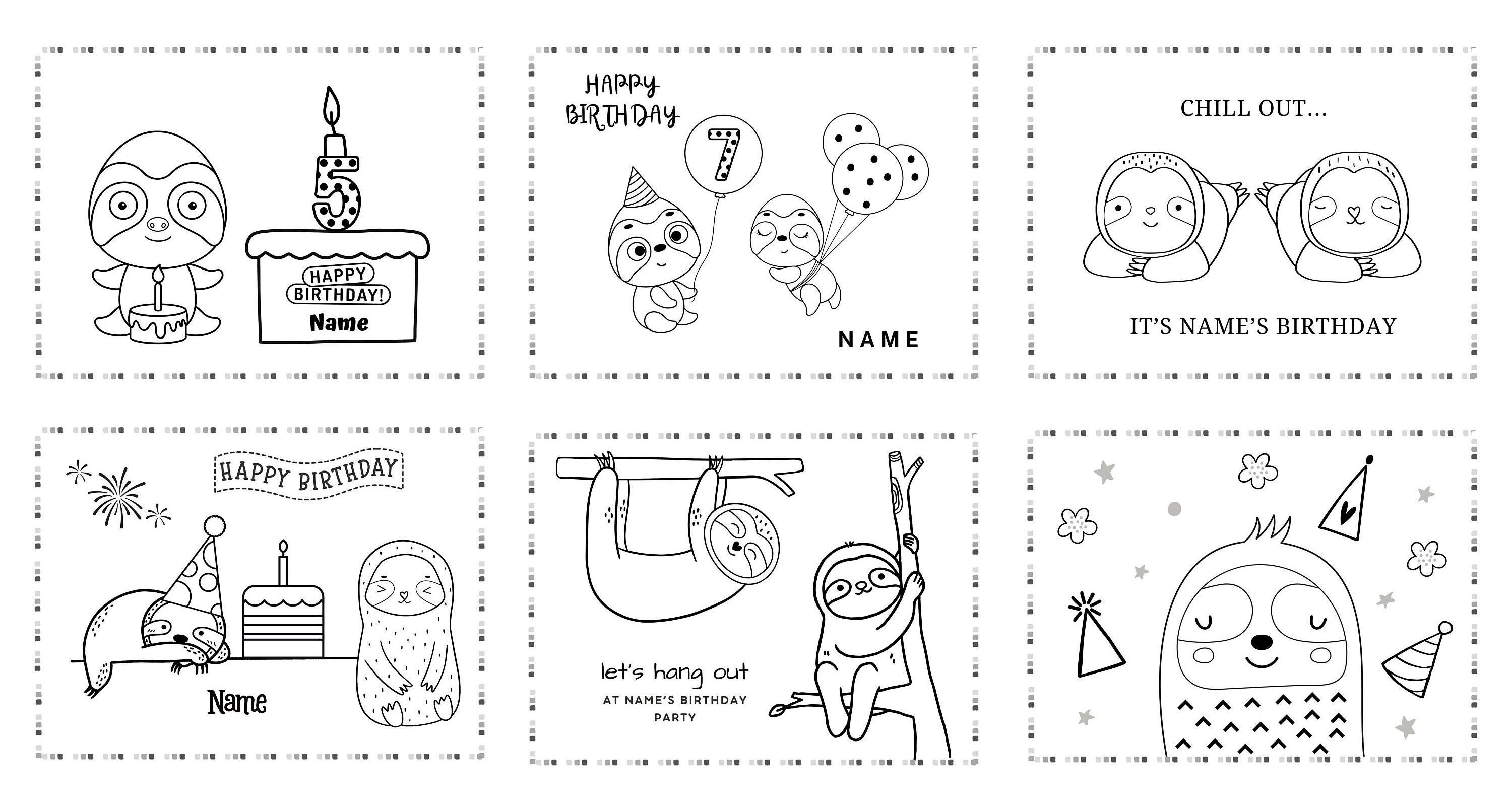 Personalized Sloth Coloring Pages for Sloth-themed Birthday Party ...