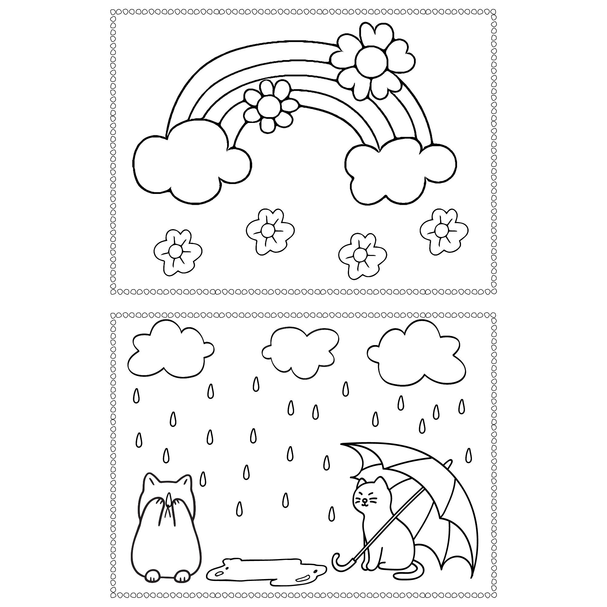 Rainy Day Coloring Pages for Girls and Boys 8 Cute Printable - Etsy