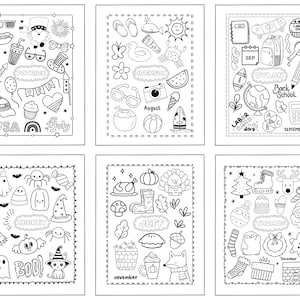 Personalized Monthly Doodles Coloring Pages: Custom Name (PDF) - Etsy