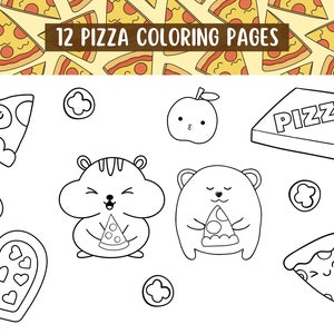 Pizza Coloring Pages for Girls and Boys 12 Cute Food - Etsy