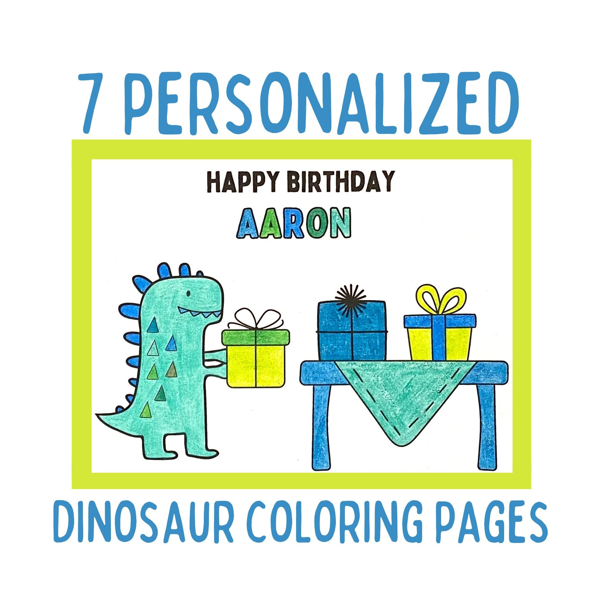 Personalized Dinosaur Coloring Pages for Dinosaur-themed - Etsy