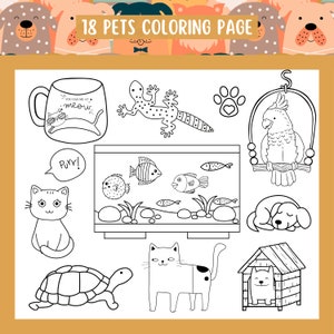 Cute Pets Coloring Pages, 18 Colouring Sheets, Printable Color Pages ...