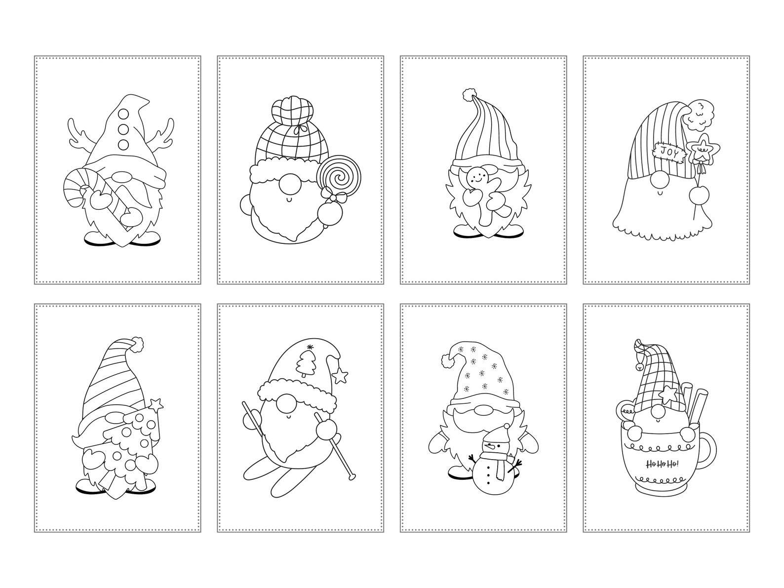 Christmas Gnomes Coloring Pages, 20 Printable Color Sheets, Cute ...
