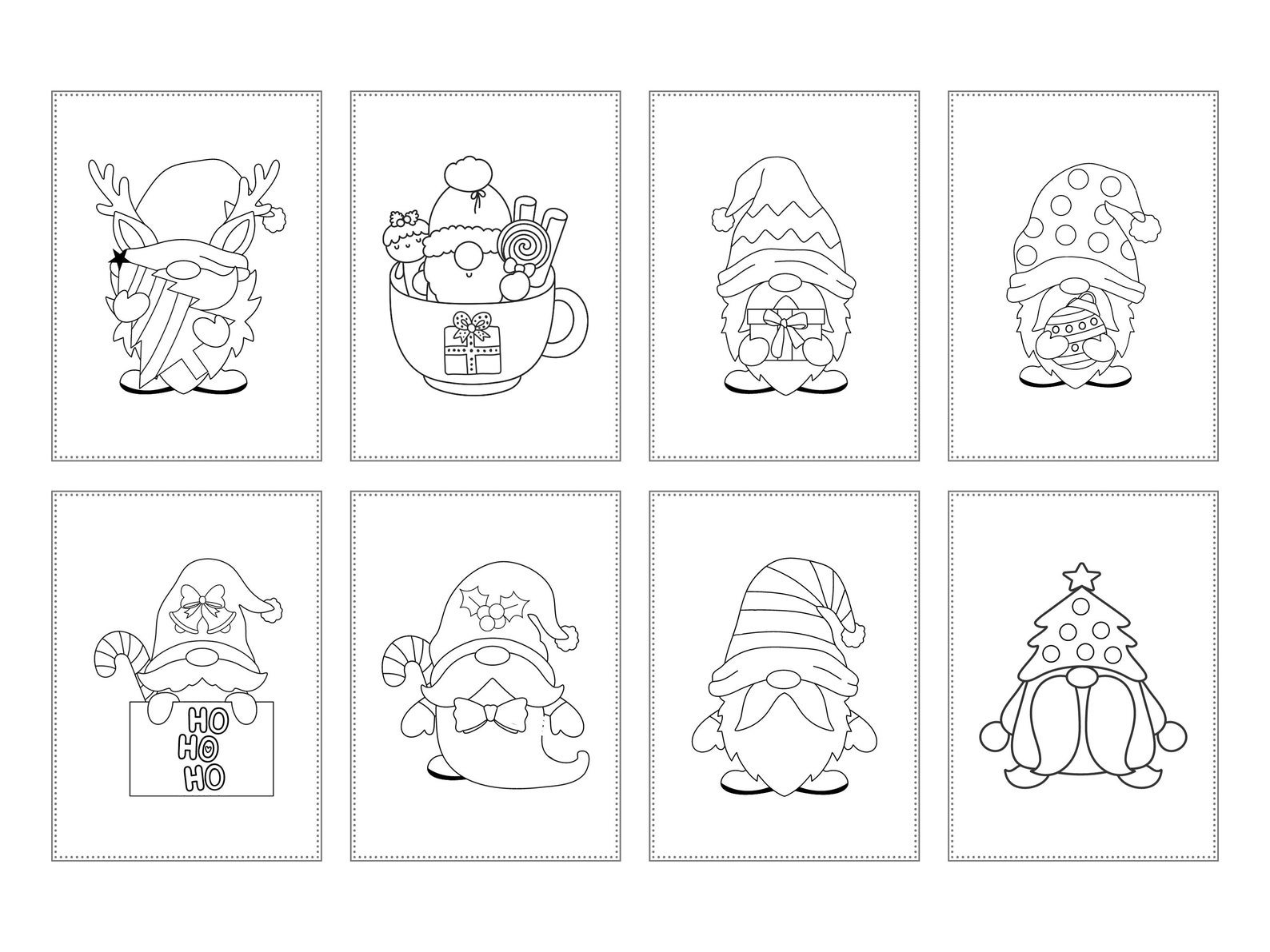 Christmas Gnomes Coloring Pages, 20 Printable Color Sheets, Cute ...