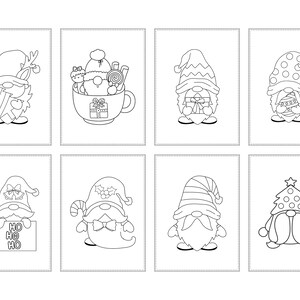 Christmas Gnomes Coloring Pages, 20 Printable Color Sheets, Cute ...