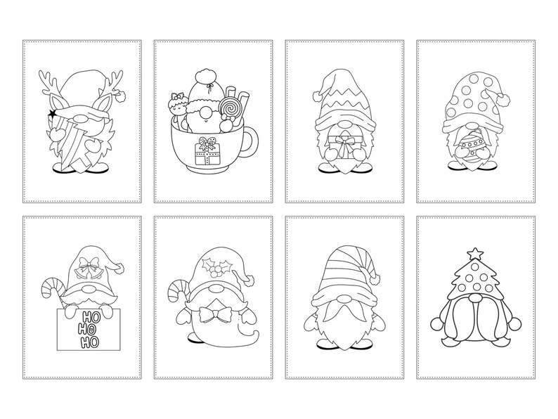Christmas Gnomes Coloring Pages, 20 Printable Color Sheets, Cute ...