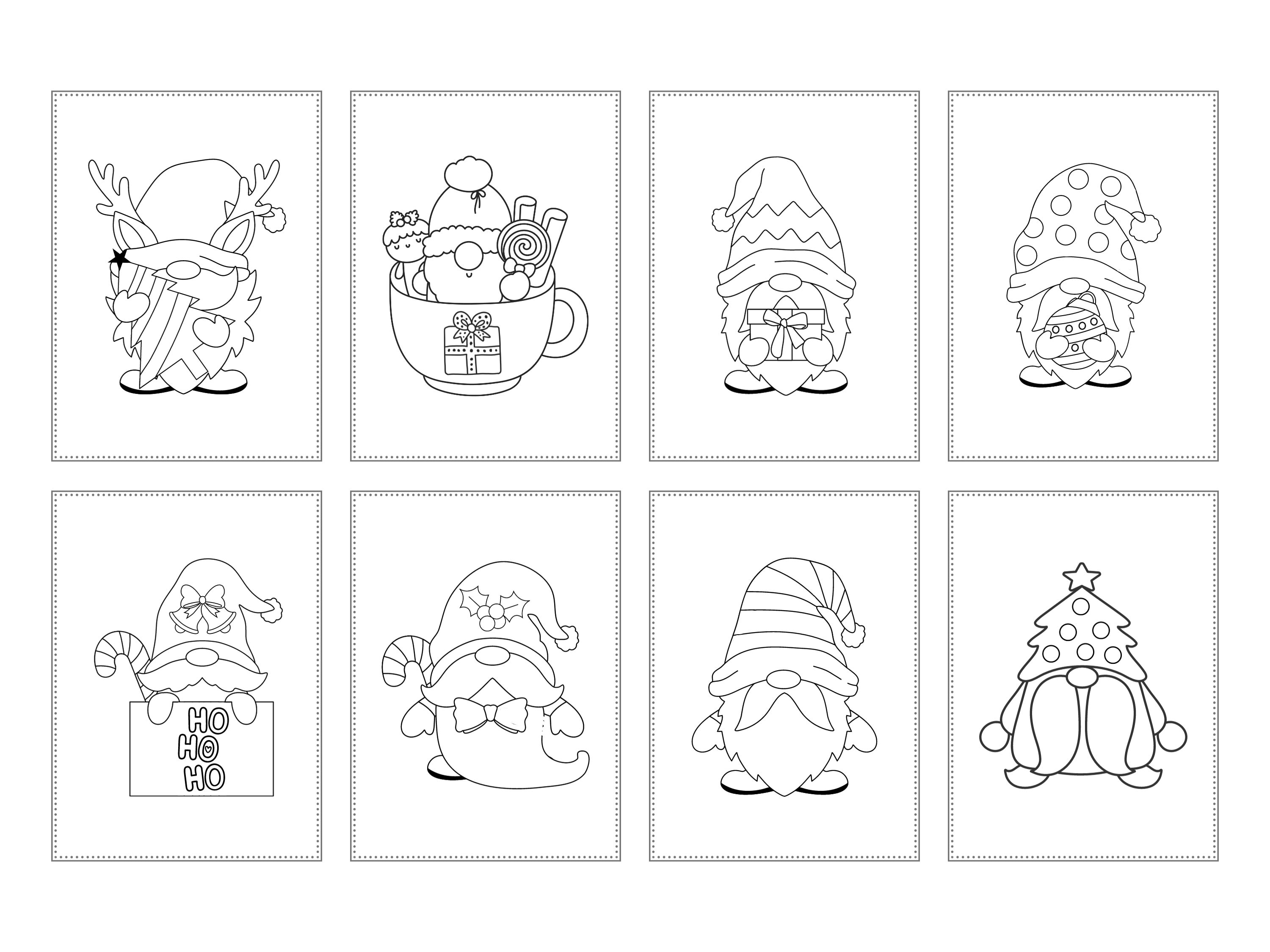 Christmas Gnomes Coloring Pages, 20 Printable Color Sheets, Cute ...