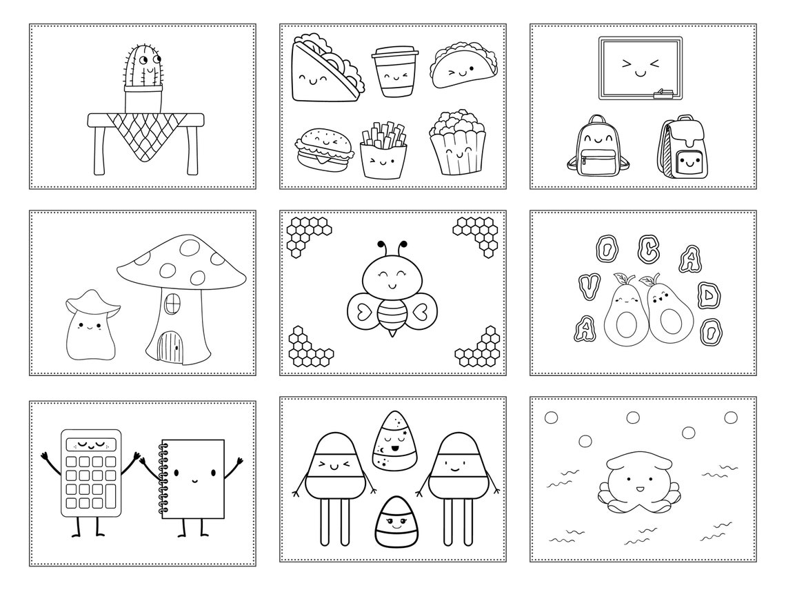 Kawaii Coloring Pages, 24 Cute Printable Sheets, Color Pages for Girls ...