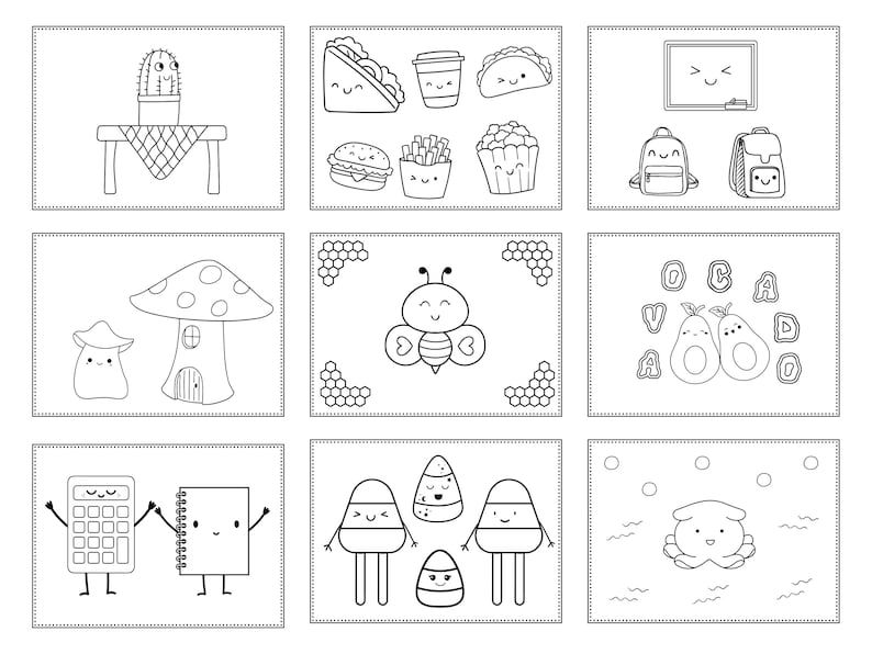 Kawaii Coloring Pages, 24 Cute Printable Sheets, Color Pages for Girls ...