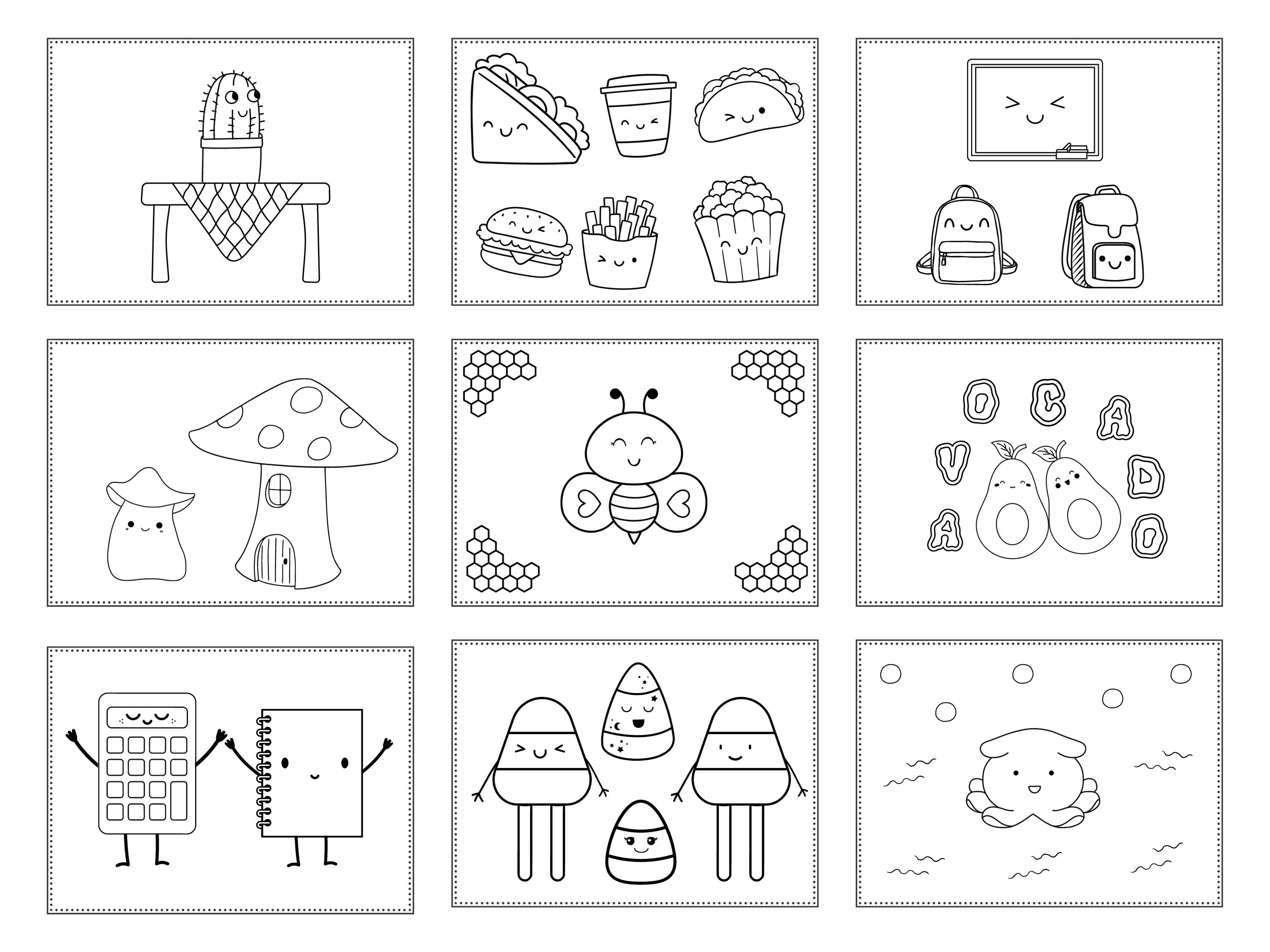 Kawaii Coloring Pages, 24 Cute Printable Sheets, Color Pages for Girls ...