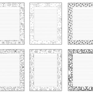 Printable Lined Journal Pages With Coloring Border, Colorable Planner ...