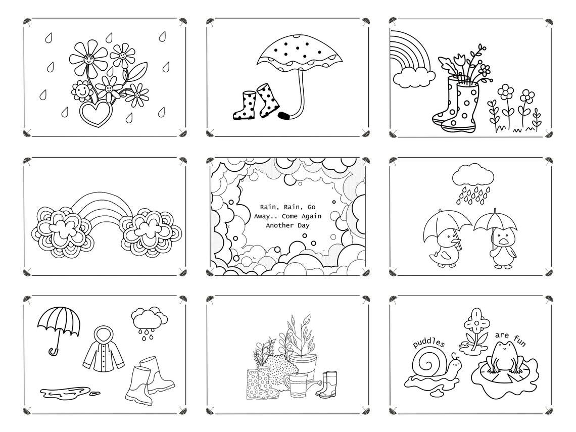 Rainy Day Coloring Pages for Girls and Boys, 18 Cute Printable Color ...