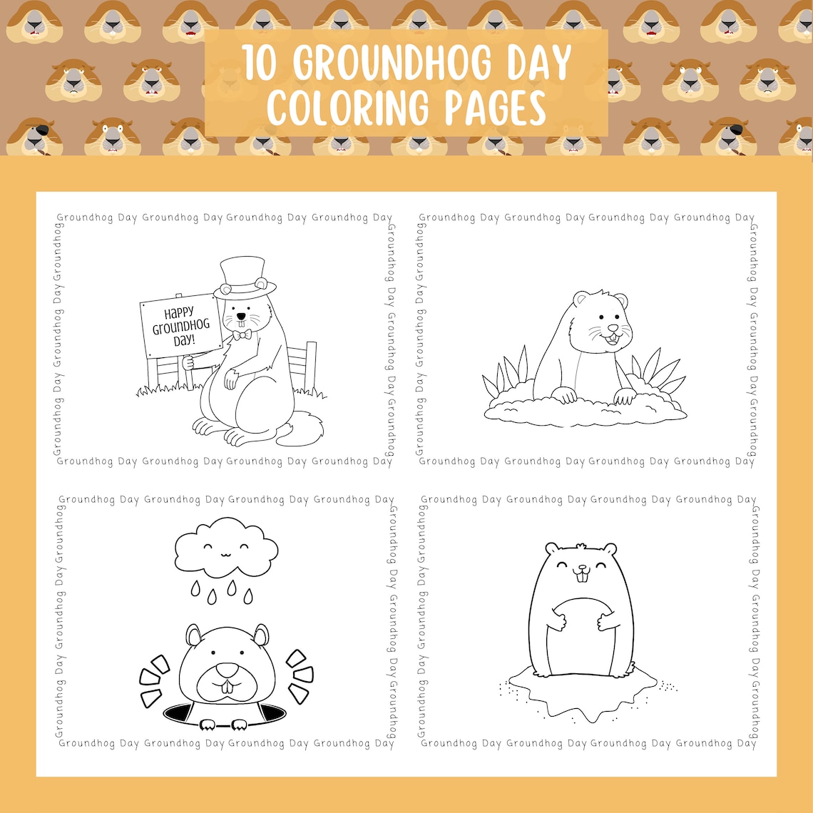 Groundhog Day Coloring Pages for Girls and Boys, 10 Cute Animal ...