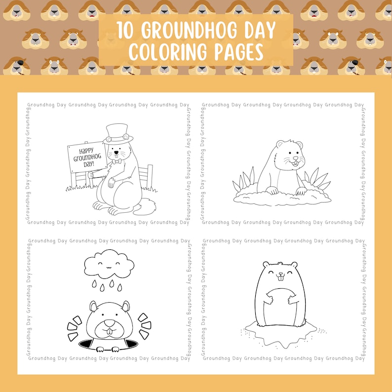 Groundhog Day Coloring Pages for Girls and Boys, 10 Cute Animal ...