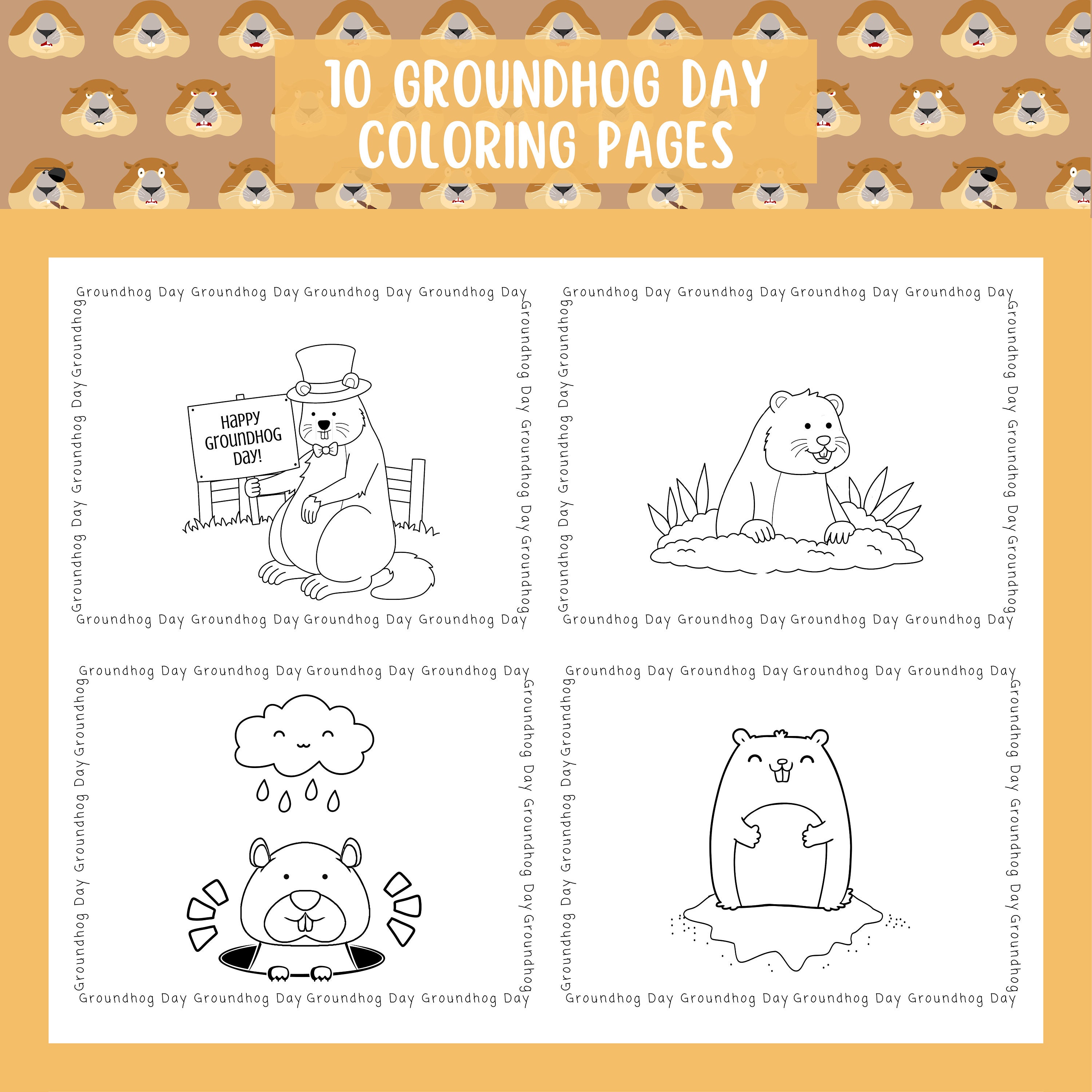 Groundhog Day Coloring Pages for Girls and Boys, 10 Cute Animal ...