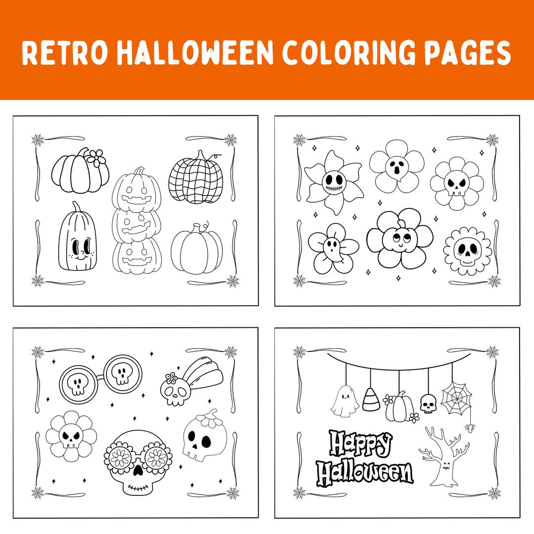 Retro Halloween Coloring Pages, 16 Cute Fall Coloring Pages With ...