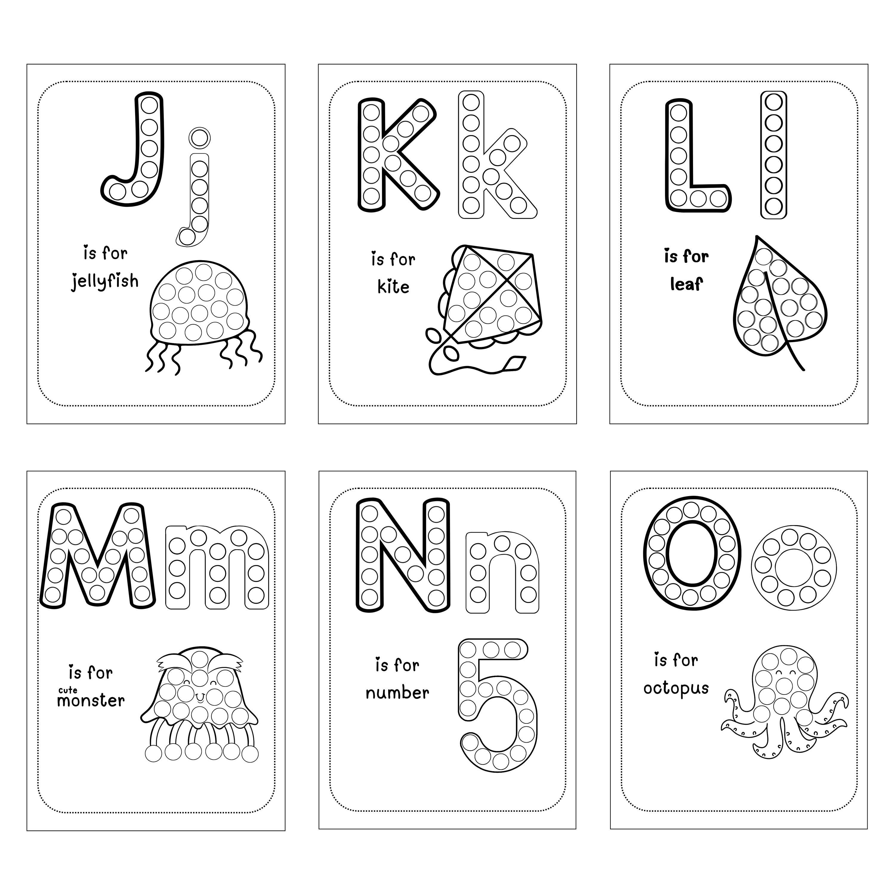 Dot Marker Coloring Pages: Alphabet, Numbers, Shapes (PDF) - Etsy