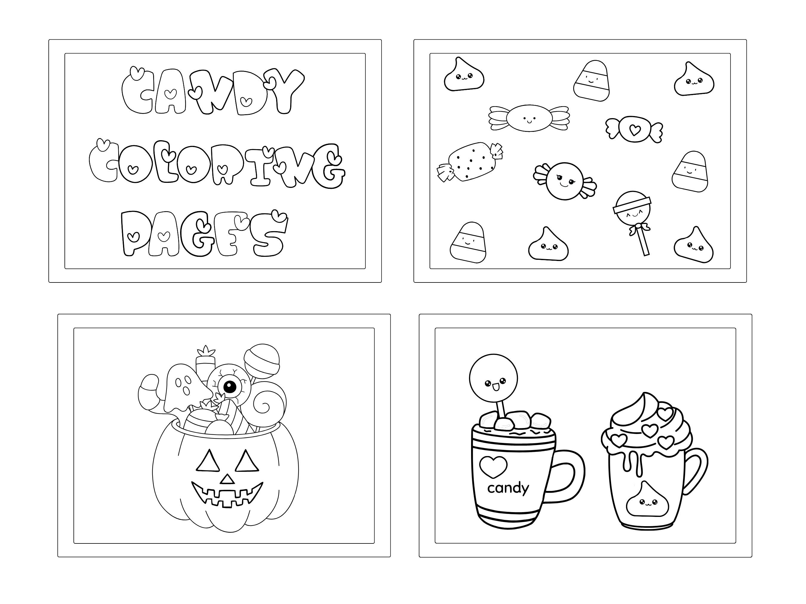 Cute Candy Coloring Pages, Colouring Sheets, 12 Printable Color Pages ...