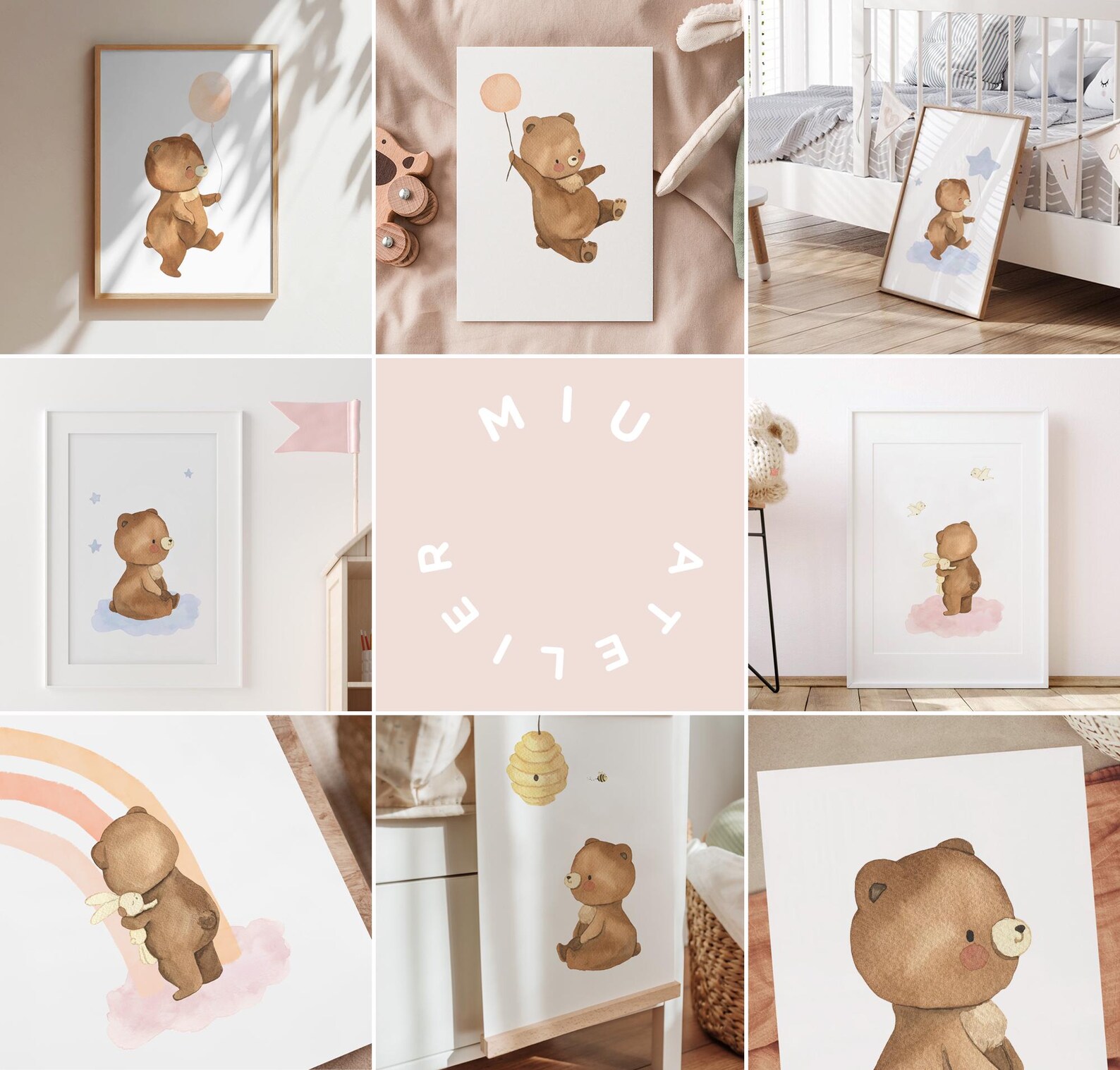 Bear Cub Nursery Wall Art, Gender Neutral Brown Nursery Print, Cute ...