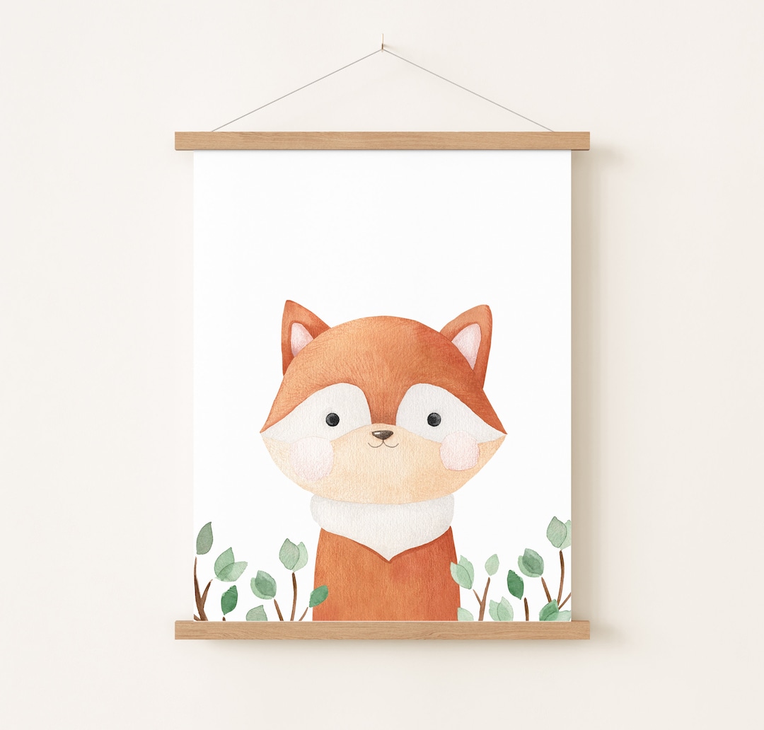 Affiche renard pour chambre enfant thème forêt, décoration murale ...
