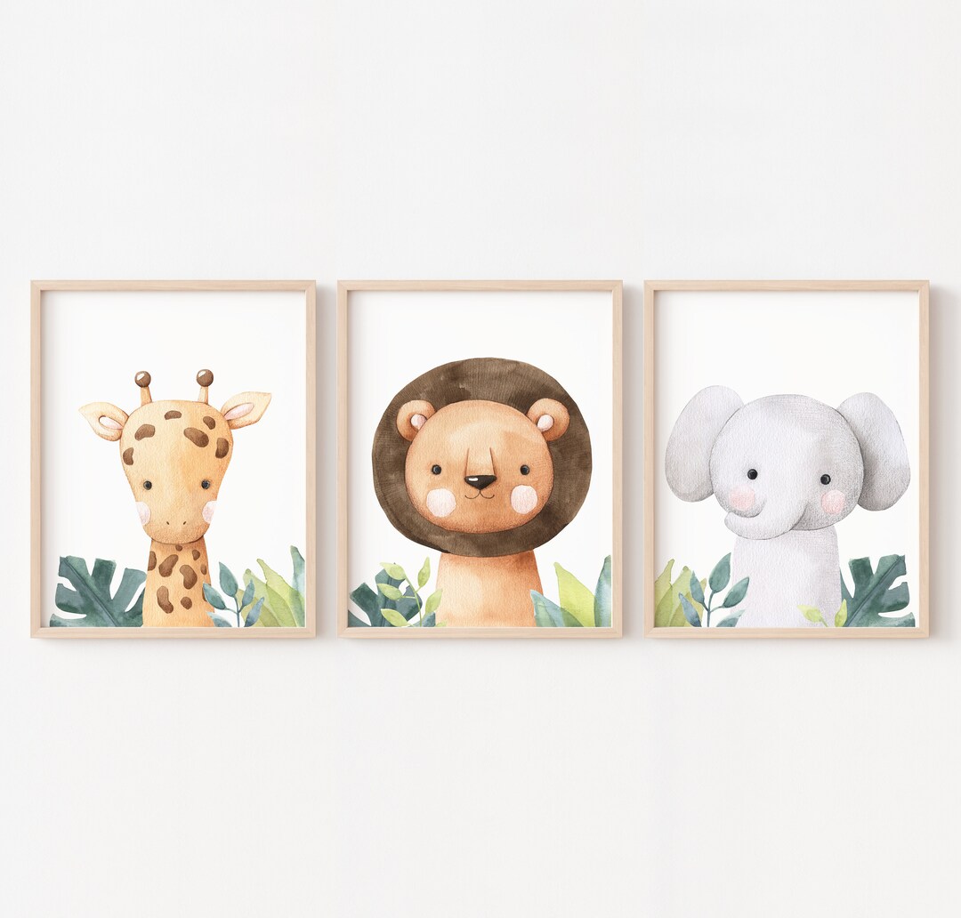 Baby Room Decor Posters Jungle Animals of the Savannah, Giraffe and ...