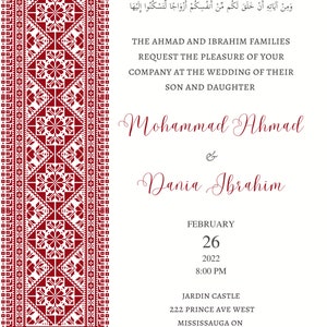 Classic Embroidery Palestinian Wedding Invitation Editable and ...