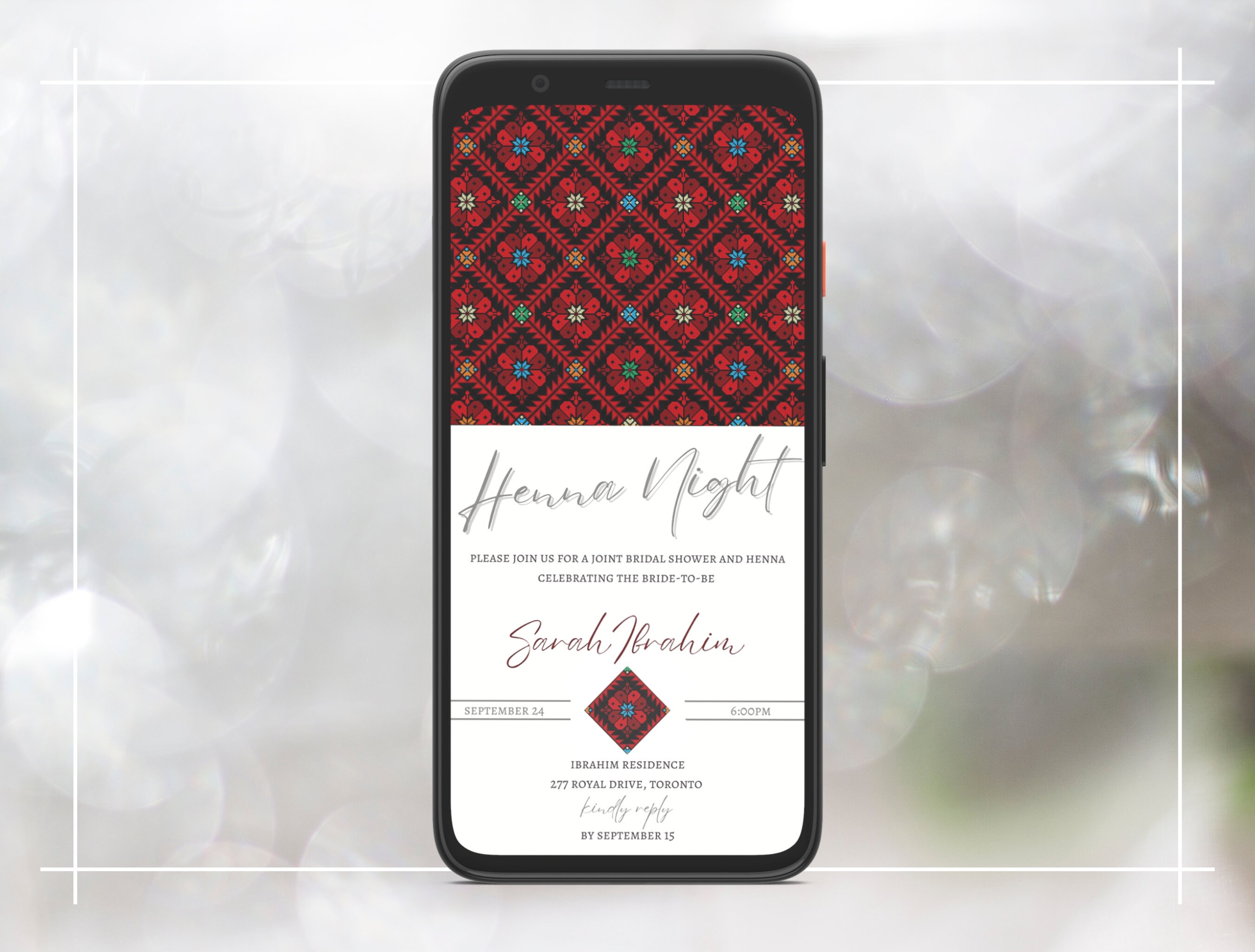 Palestinian Henna Bridal Shower Henna Invitation - Editable Perfect ...