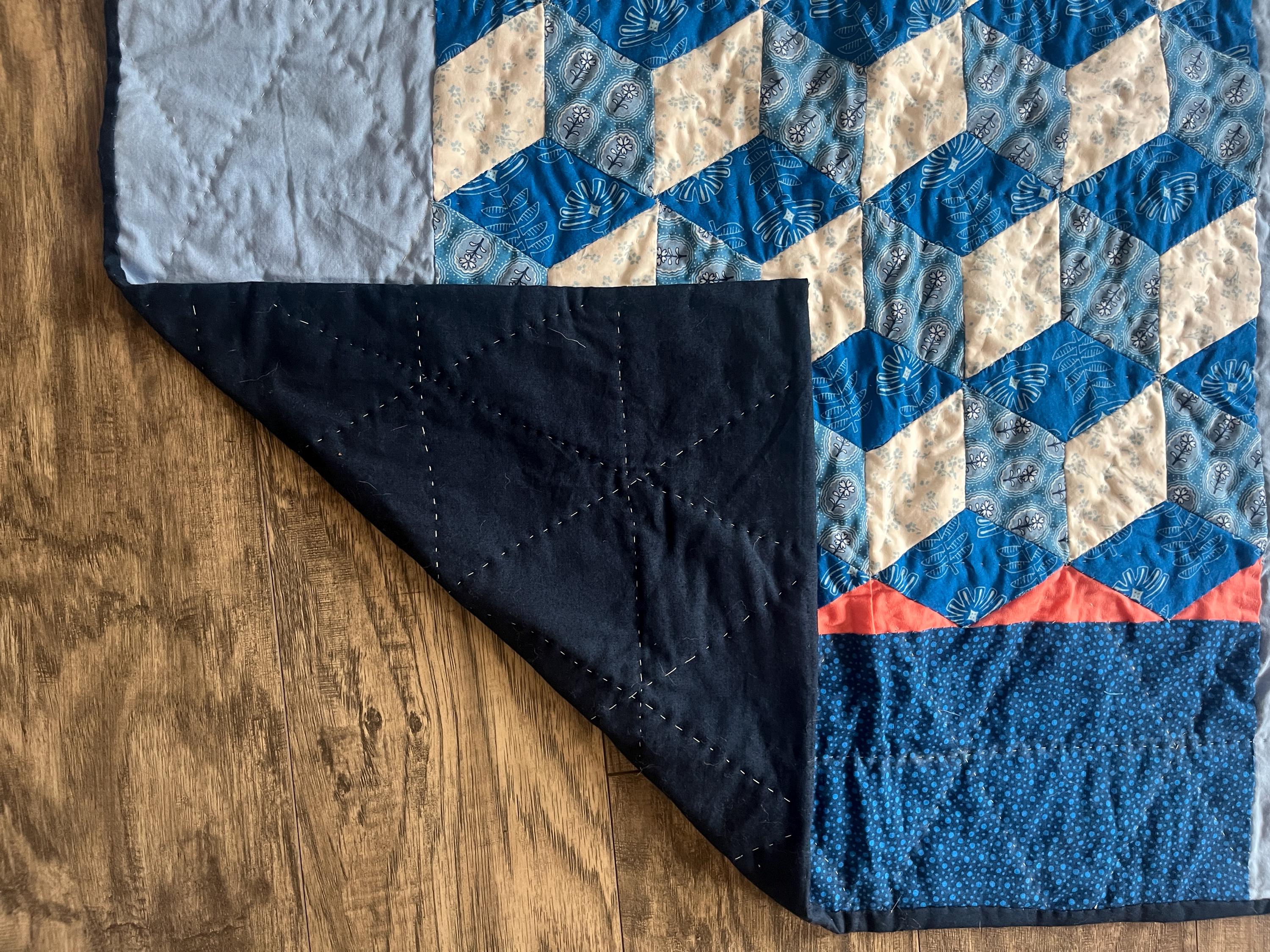 Blue Tumbling Blocks Mini Quilt - Etsy