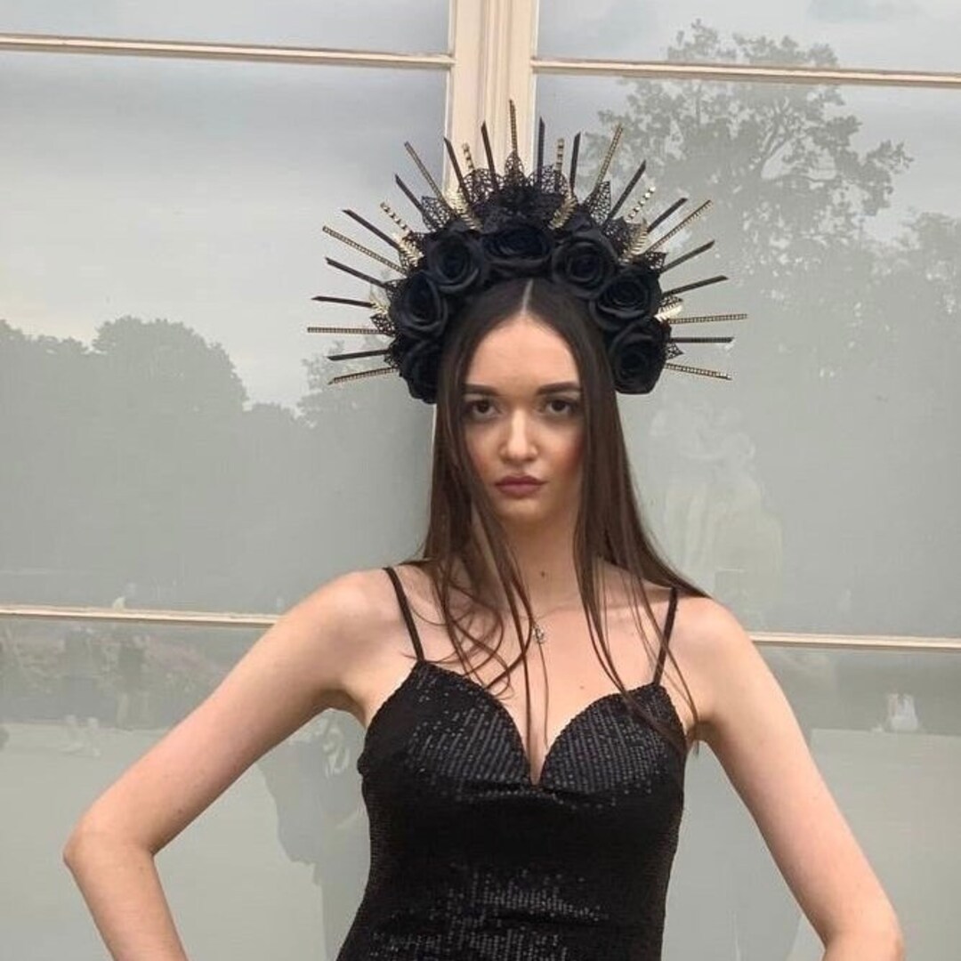 Dark Queen Crown Black Halo Crown Halloween Crown Mardi Gothic - Etsy