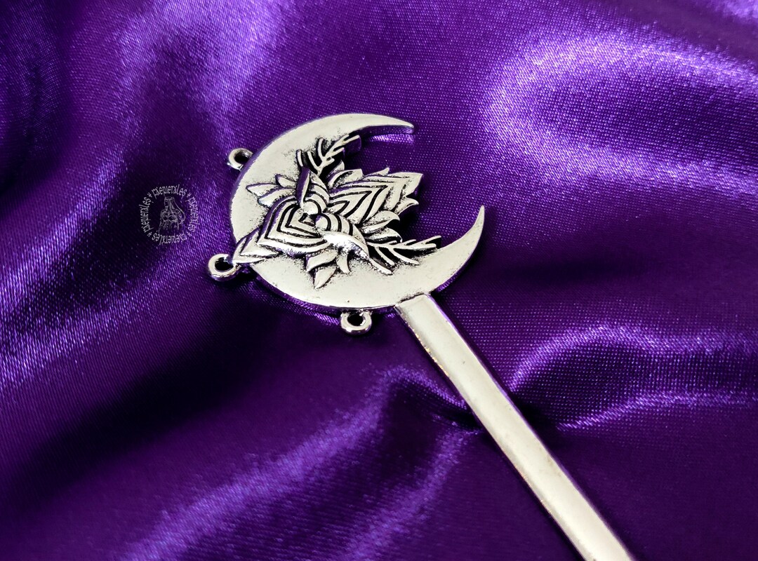Moon Hair Pin, Gothic Hair Pin, Silver Hair Pin, Fantasy Hair Pin, Hair ...