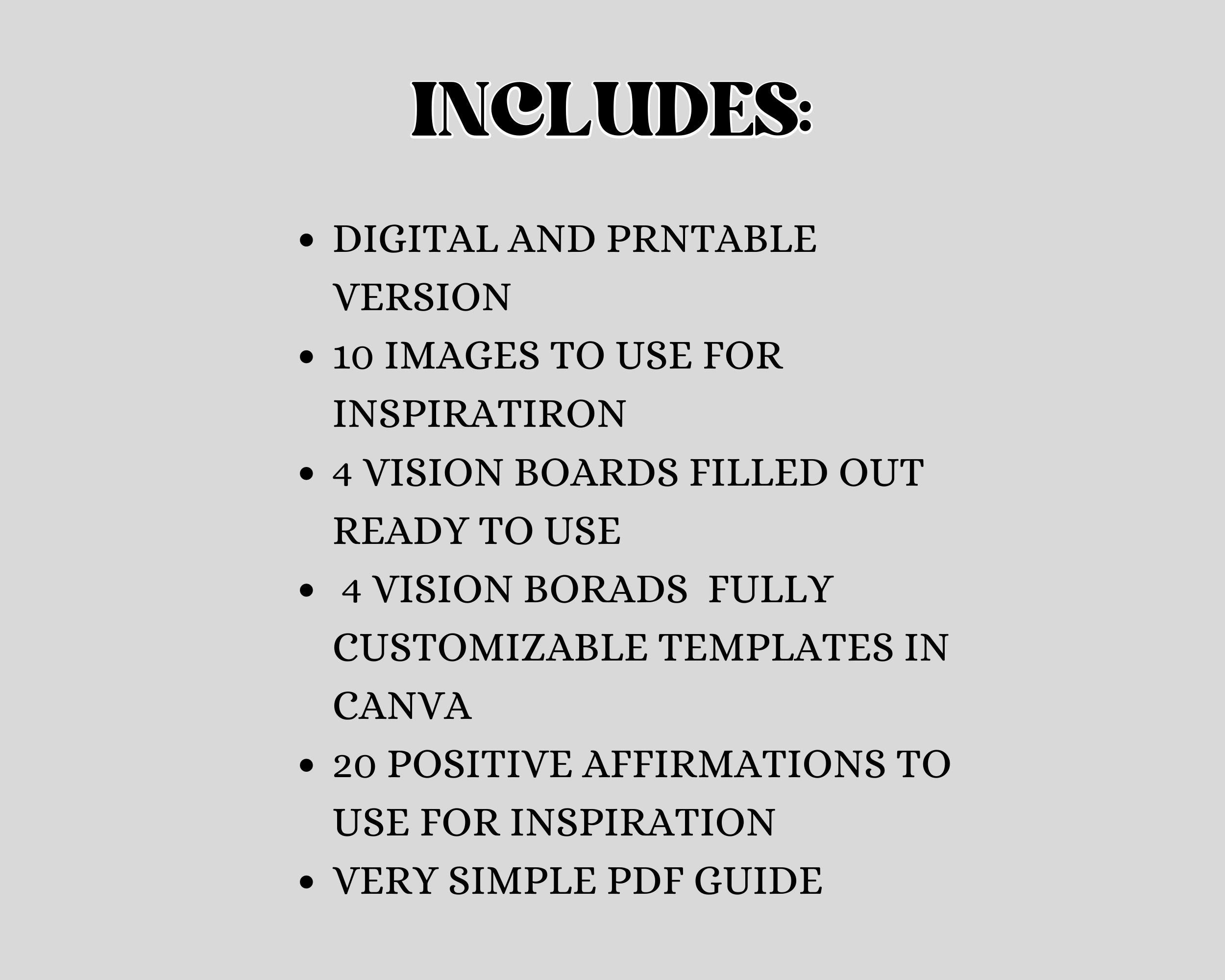 2023 Vision Board Printable Vision Board Minimalist Vision Board
