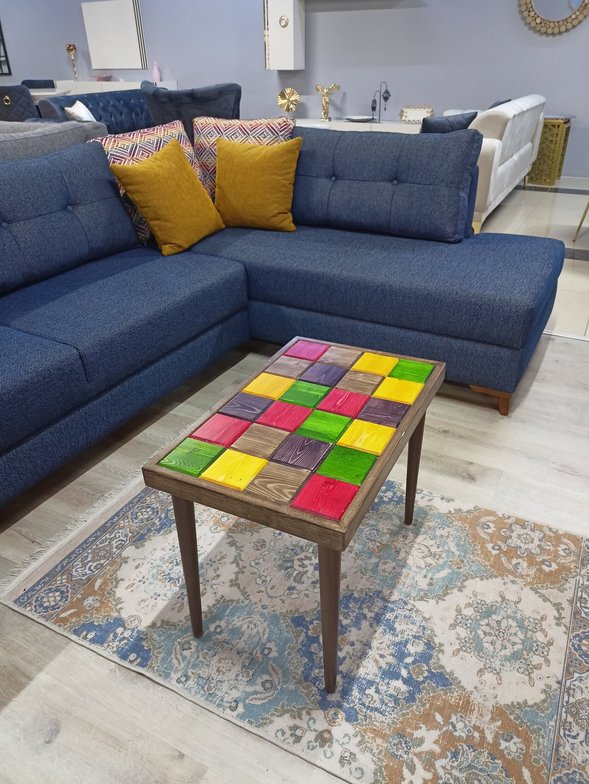 Middle Modern Coffee Table Handmade Minimalist Color Ethnic Pattern ...