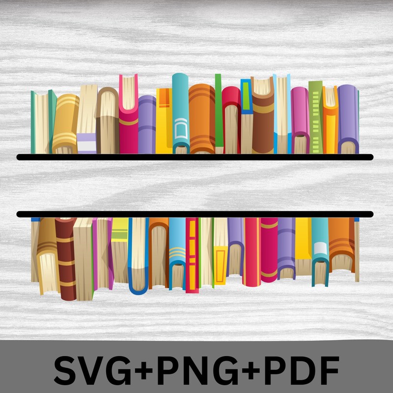 Books on a Shelf Svg - Etsy