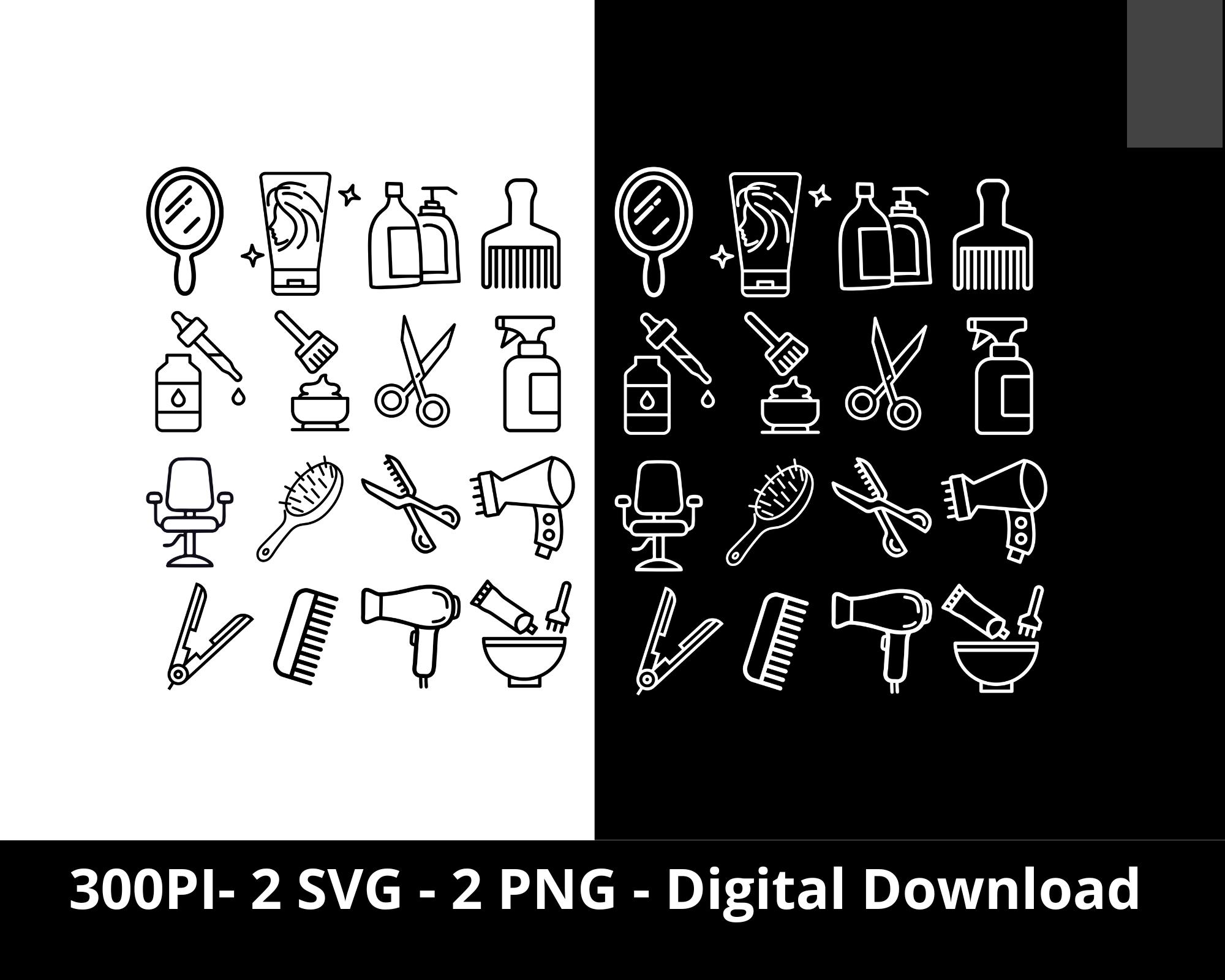 Hairstylist Doodles Svg Png Bundle, Hairdresser Gift, Hair Stylist ...