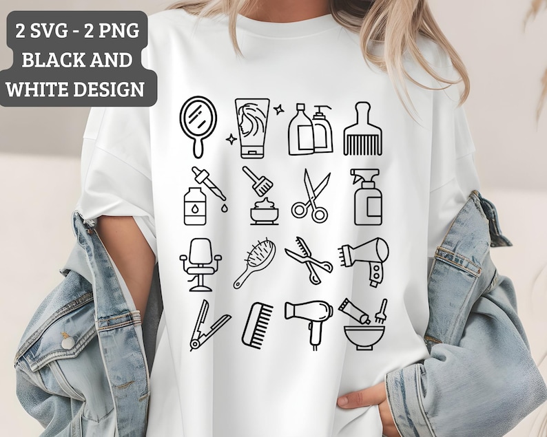Hairstylist Doodles Svg Png Bundle, Hairdresser Gift, Hair Stylist ...