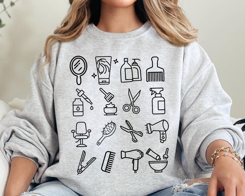 Hairstylist Doodles Svg Png Bundle, Hairdresser Gift, Hair Stylist ...